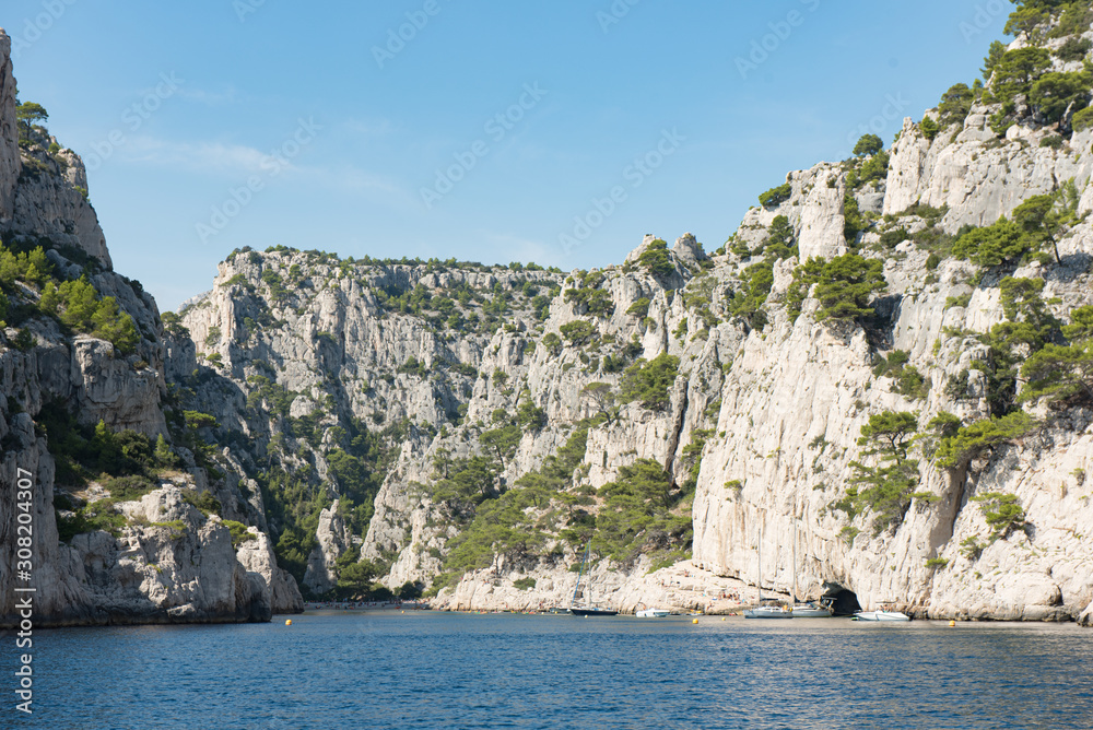 View of famous French fjords, Calanques national park, Calanque d'En ...