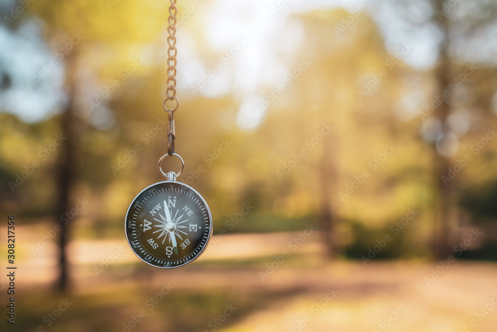 finding our way in nature with a compass, looking for the right ...