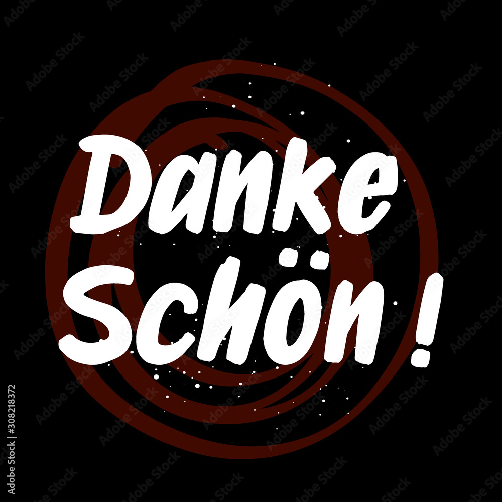 Vecteur Stock Danke Schon brush paint hand drawn lettering on black ...