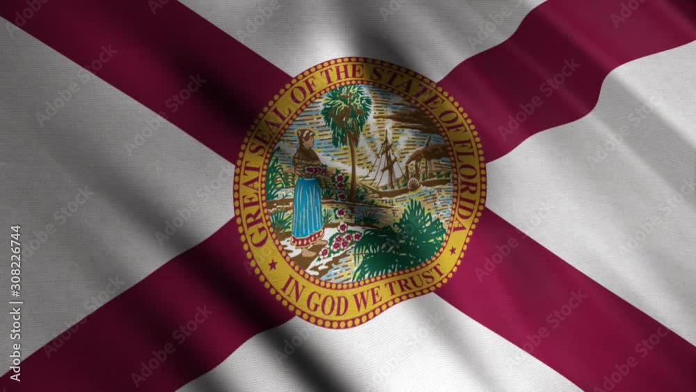 Florida realistic flag texture with ripples, United States of America ...