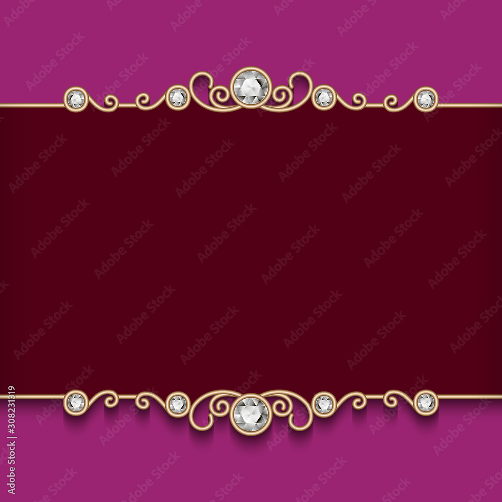 Vintage frame with diamond jewellery border pattern, elegant vignette ...