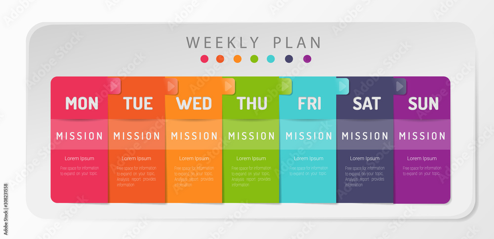 Time line, Timeline business for 7 day, week, Timeline infographics ...