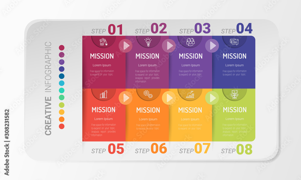 Infographic design template with numbers 8 option for Presentation ...