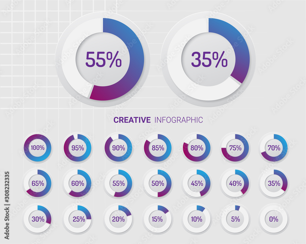 Set of circle percentage diagrams from 0 to 100 ready-to-use. Stock ...