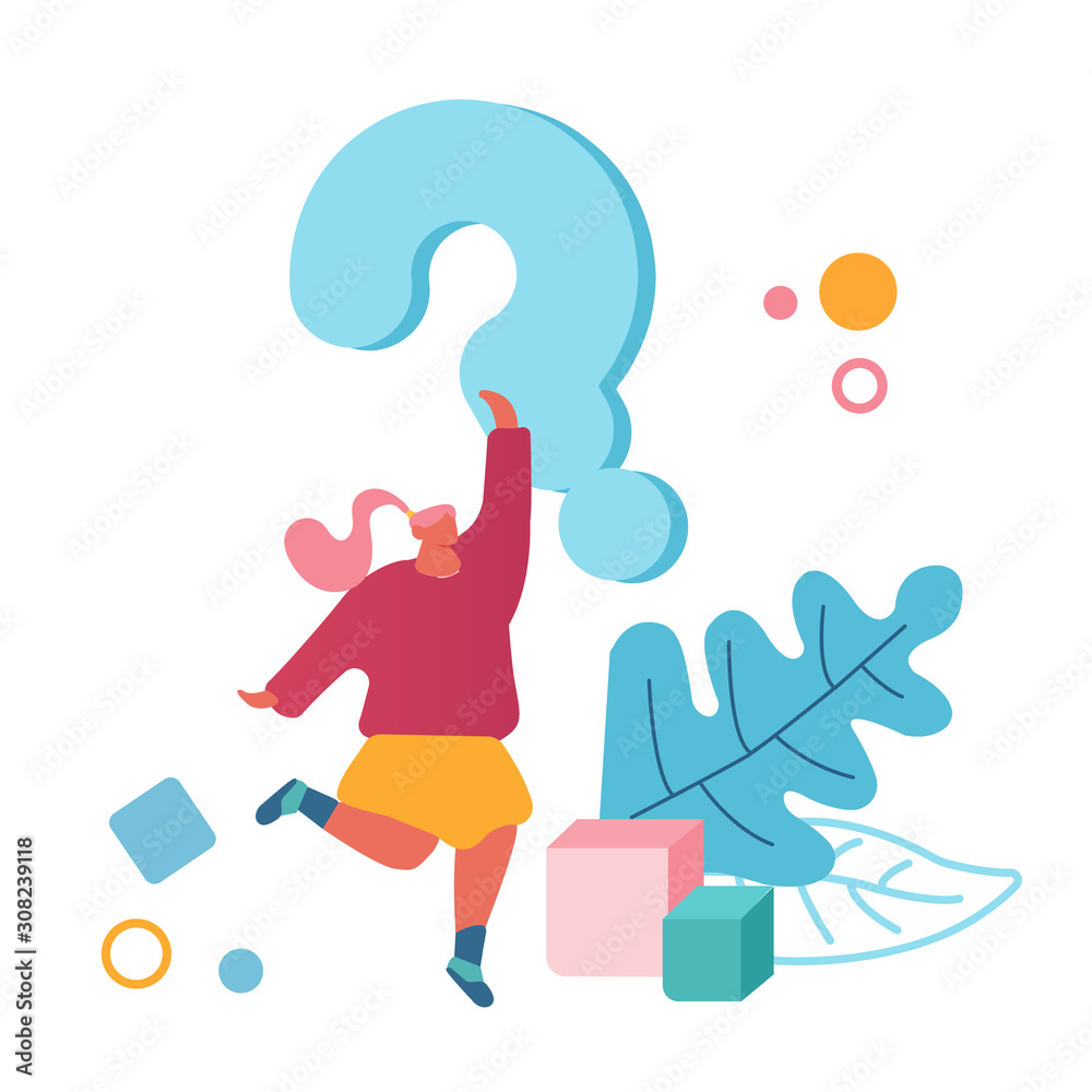 Doubts and Confusion Concept. Female Character Stand Under Huge ...