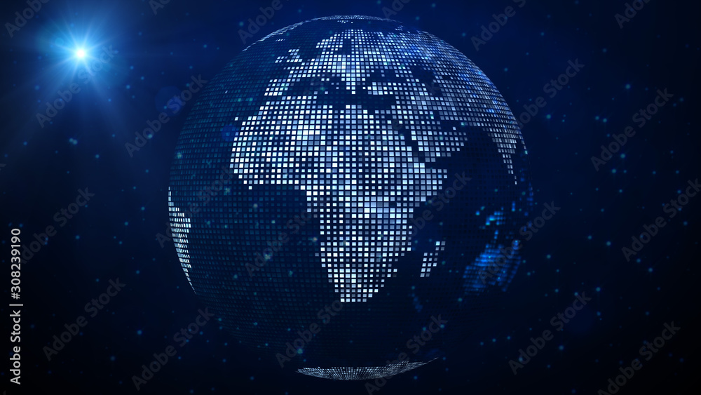 Square Shines Dotted Globe Earth World Map Of Africa And Europe Against ...