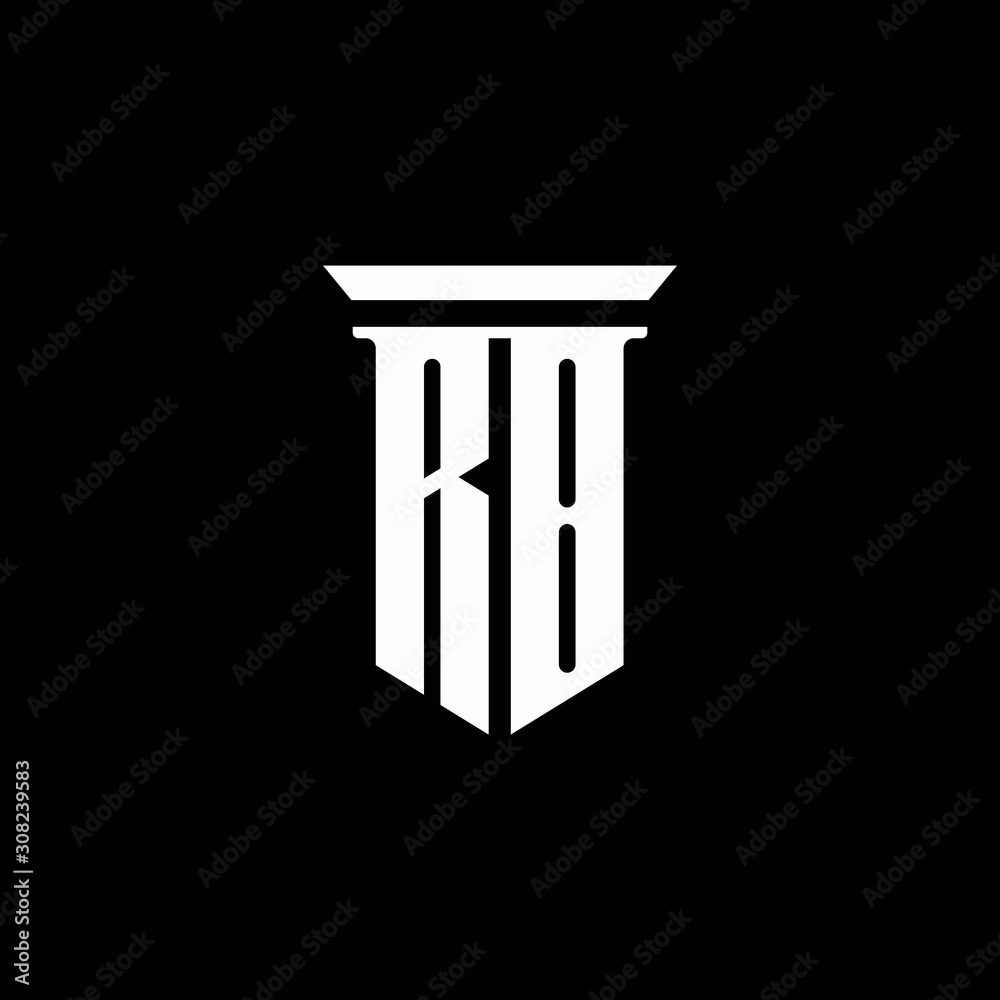 RB monogram logo with emblem style isolated on black background Stock ...