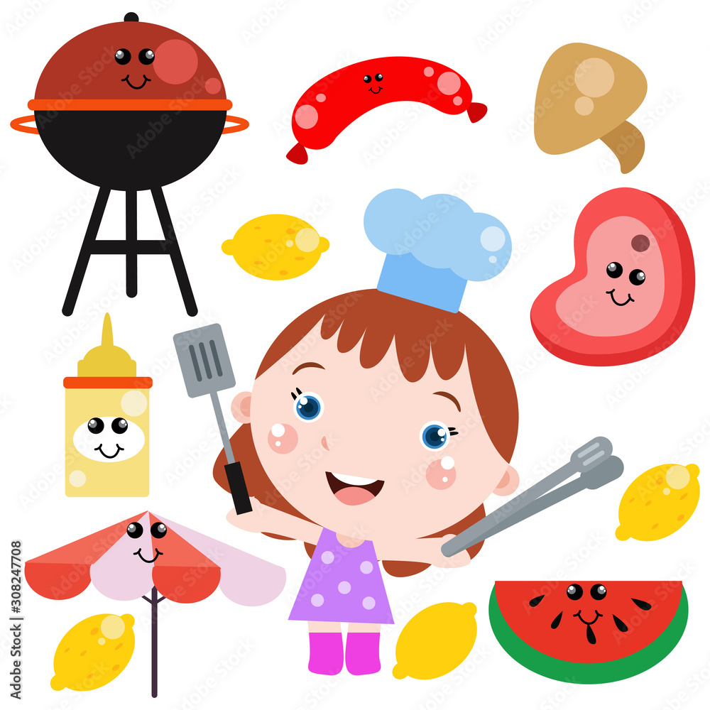 Little Girl Cooking Cartoon