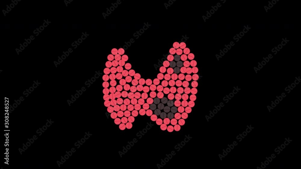 Thyroid disease cartoon animation of pills forming thyroid gland ...