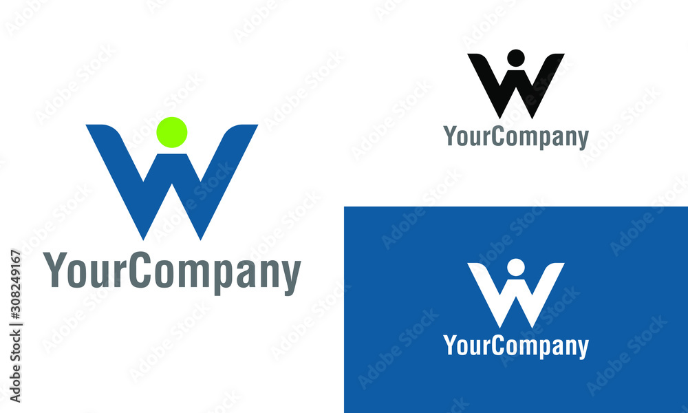 Letter W and human logo icon design template elements. Simple ...