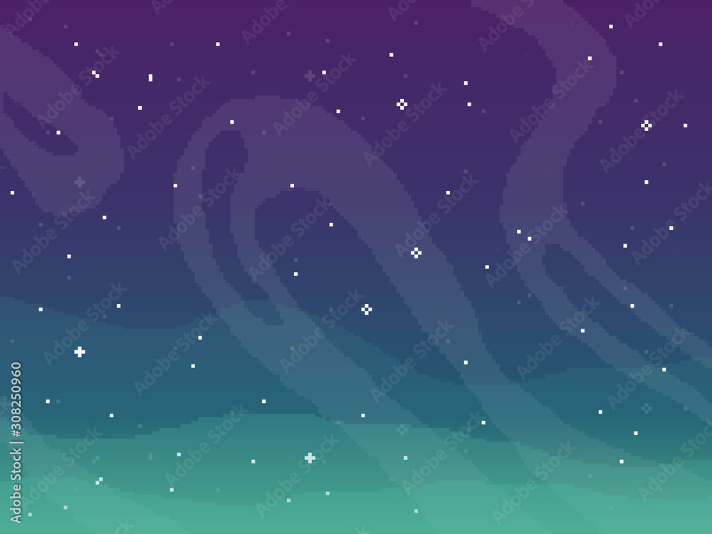 Starry space vector background. Pixel art. 8 bit. Stars. Stock Vector ...