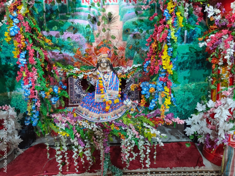 Lord Krishna swinging in a cradle on Krishna Janmashtmi Stock Photo ...