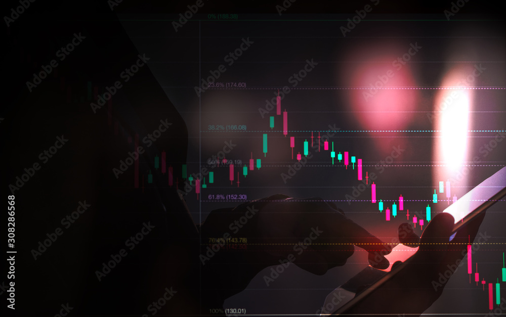 Photo & Art Print business man or stock trader analyzing stock graph ...