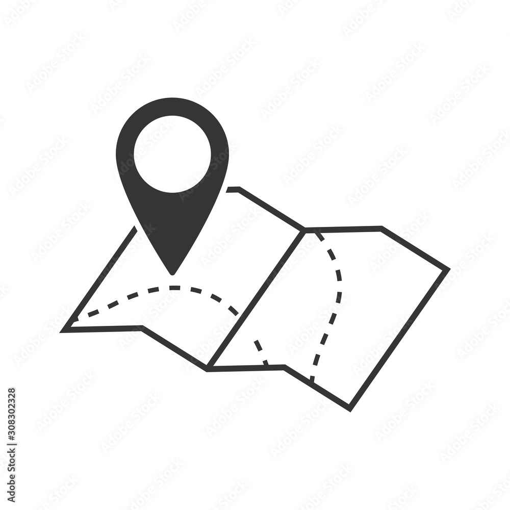 Map with location symbol. GPS tracking pin. Stock Vector | Adobe Stock