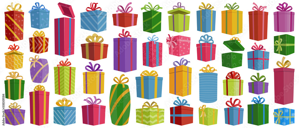 Christmas of gift box vector cartoon set icon. Isolated cartoon icon ...