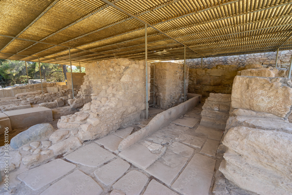 Palace of Knossos, Crete, Greece: Shrine of the Double axes Stock Photo ...