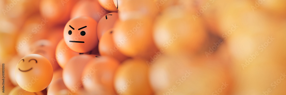 Infinite emoticons 3d rendering background, social media and ...