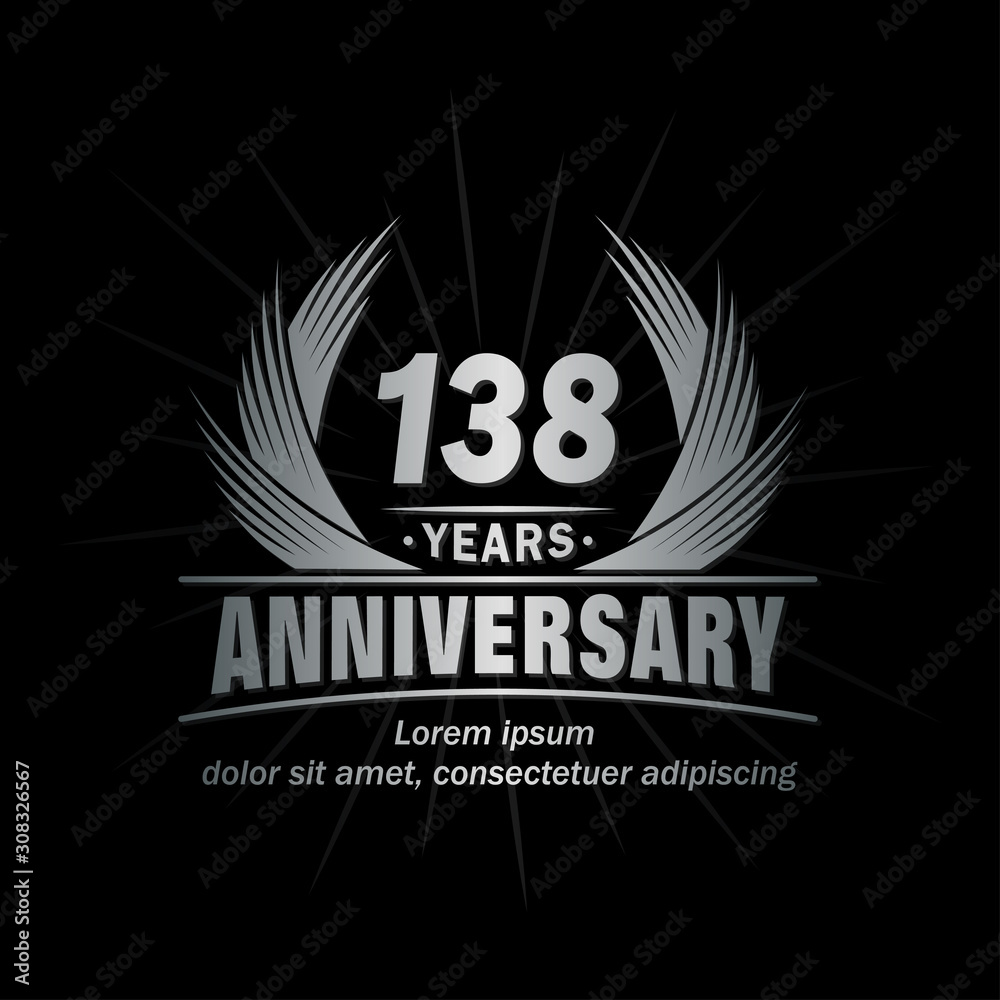 138 years logo design template. Anniversary vector and illustration ...