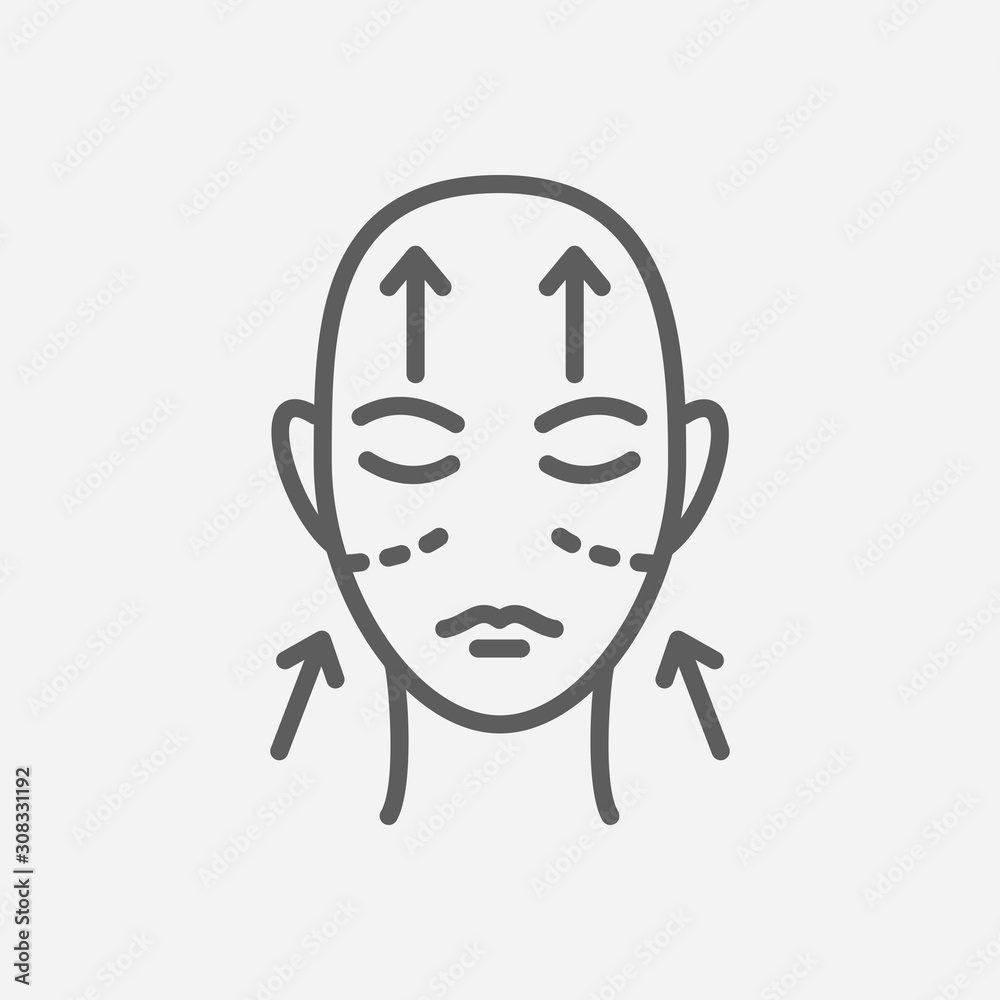 Face lifting icon line symbol. Isolated vector illustration of icon ...