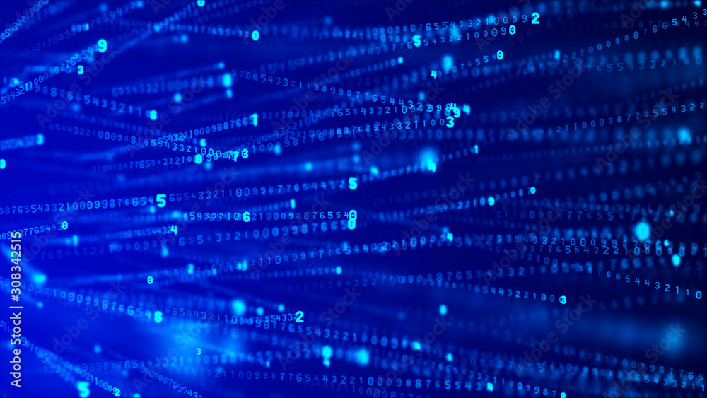 Data technology background. Big data visualization. Flow of data ...