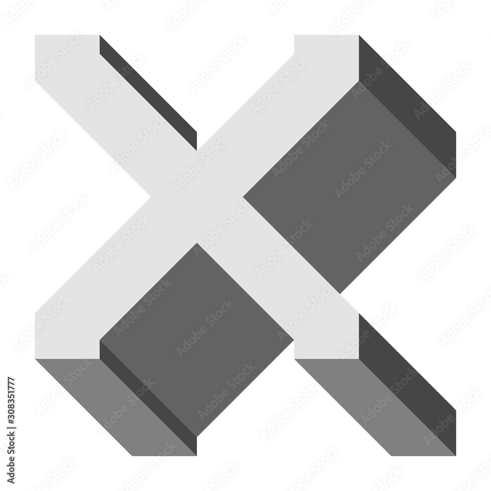 Letters and numbers - isometric cubic font 3d, front top down right ...