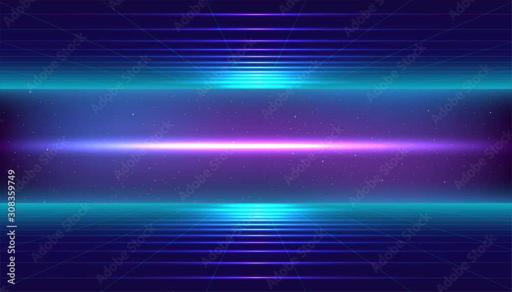 Retro future. 80s style sci-fi background with the sun. Futuristic ...
