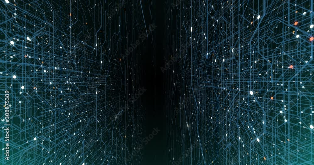 4K seamless loop of printed circuit board (PCB) in motion. Artificial ...