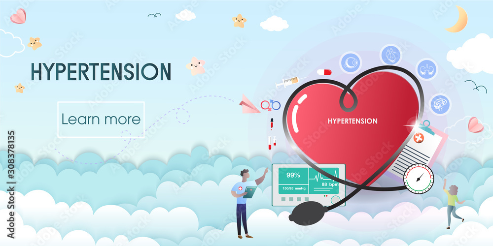 Hypertension patient treatment Concept. Blood pressure monitor ...