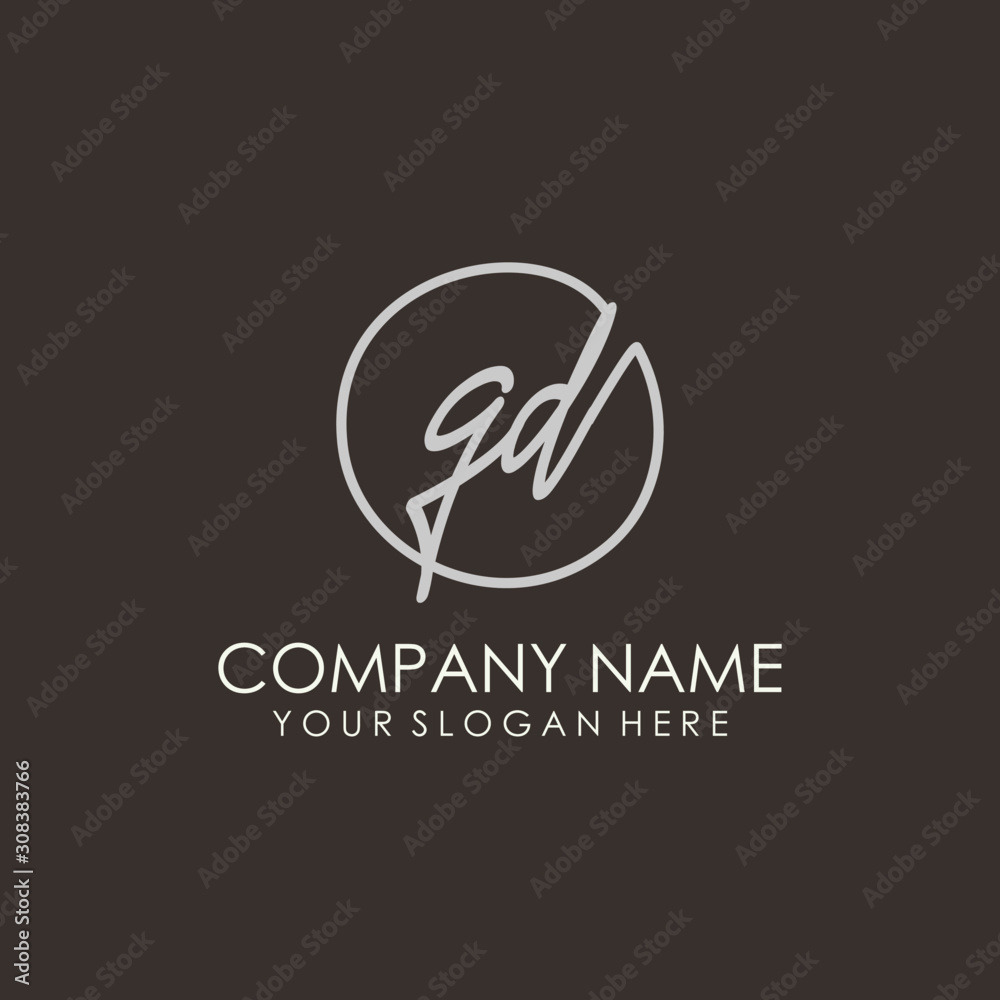 GD initials signature logo. Handwritten vector logo template connected ...