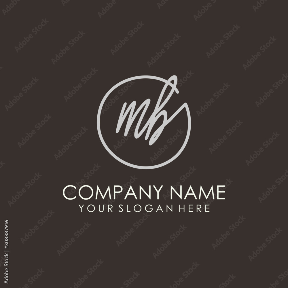 MB initials signature logo. Handwritten vector logo template connected ...