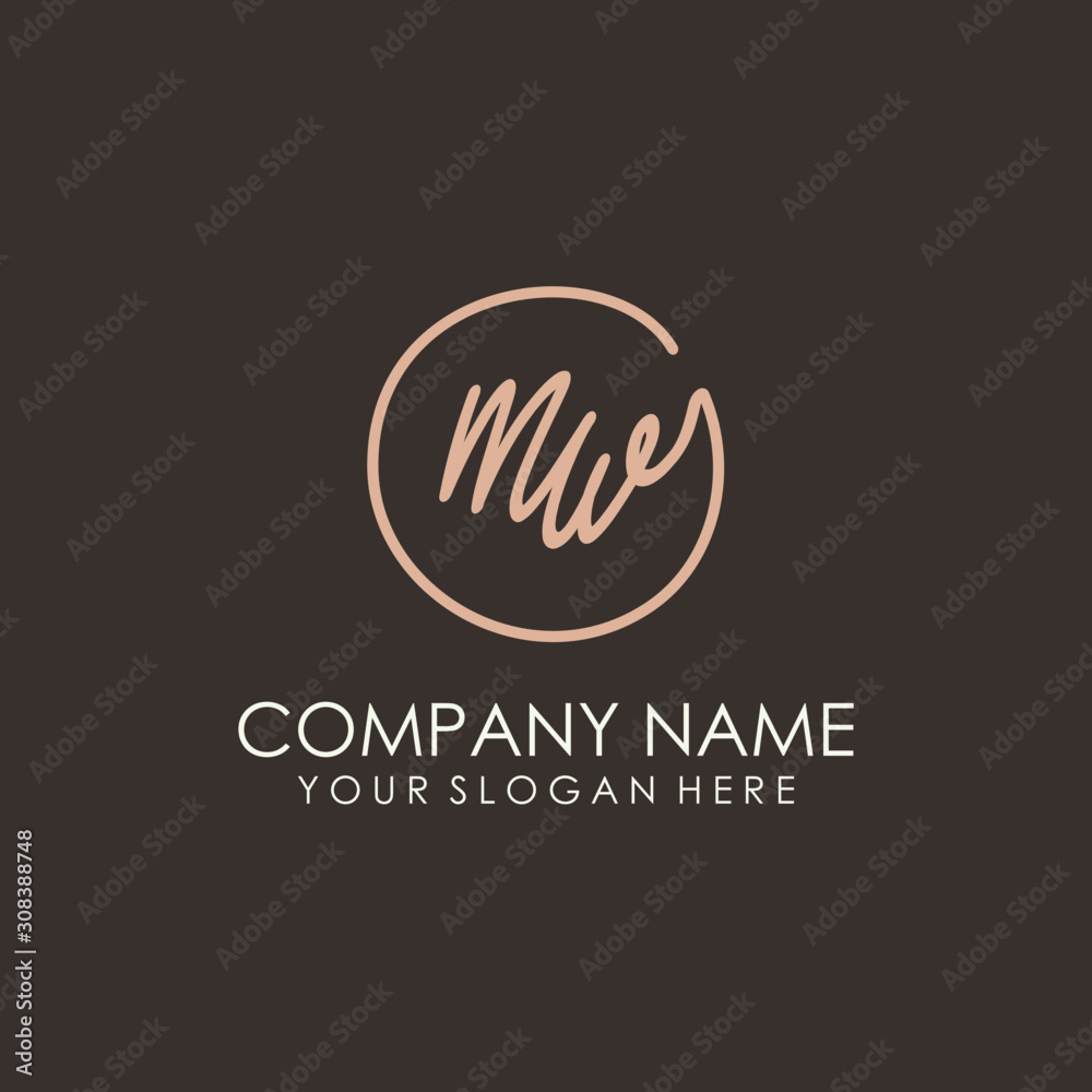 MW initials signature logo. Handwritten vector logo template connected ...