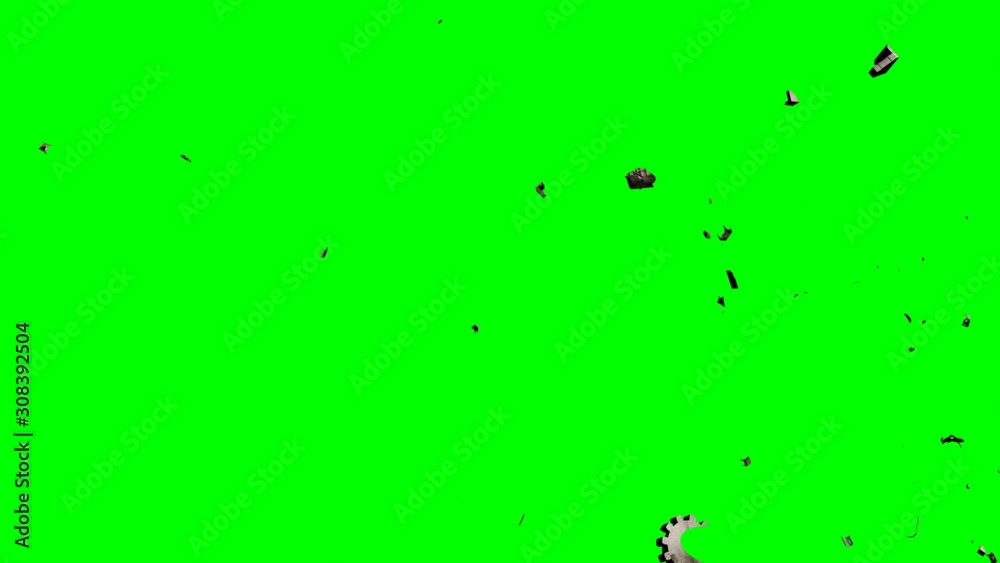 space debris in Earth orbit, dangerous trash isolated on green screen ...