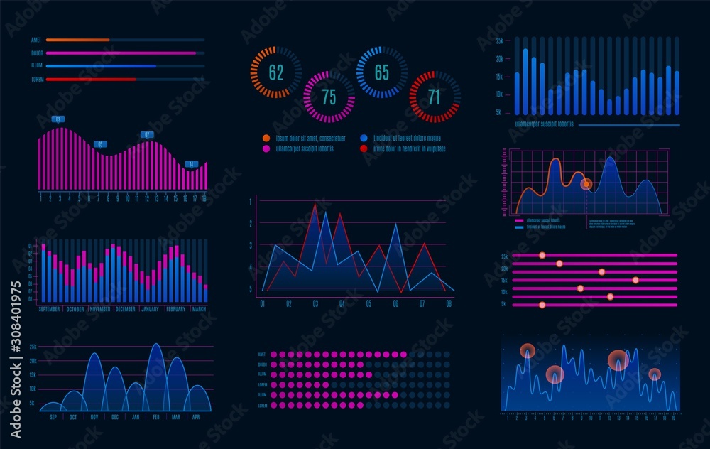 Hud infographics. Futuristic infographic diagram for interface, digital ...