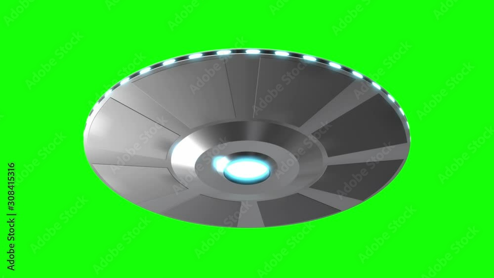 3D ufo/ flying saucer - 4K animation (3840x2160 px) - isolated on green ...