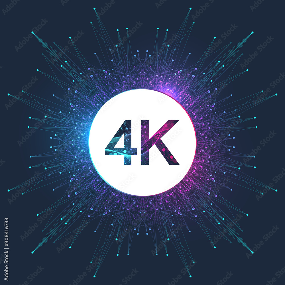 4K Ultra HD badge vector icon. Abstract gradient background style 4K ...
