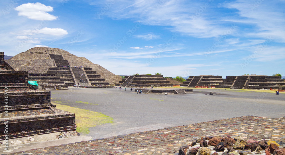 Popular tourist destination ancient Aztec city ruins of the pyramids of ...