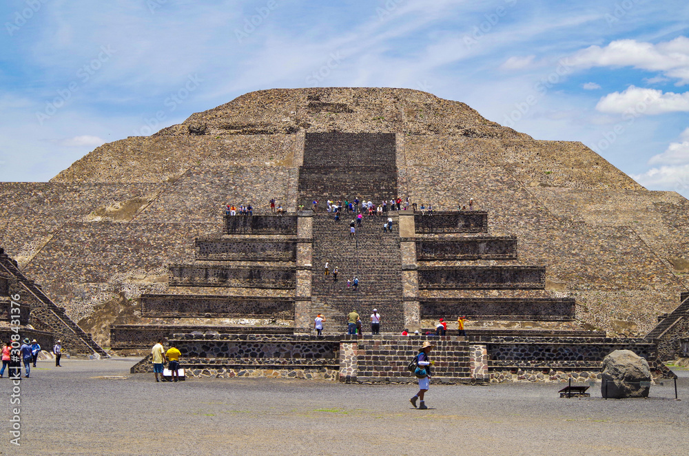Popular tourist destination ancient Aztec city ruins of the pyramids of ...