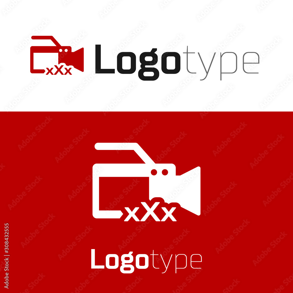 Red Video camera with inscription XXX icon isolated on white background ...