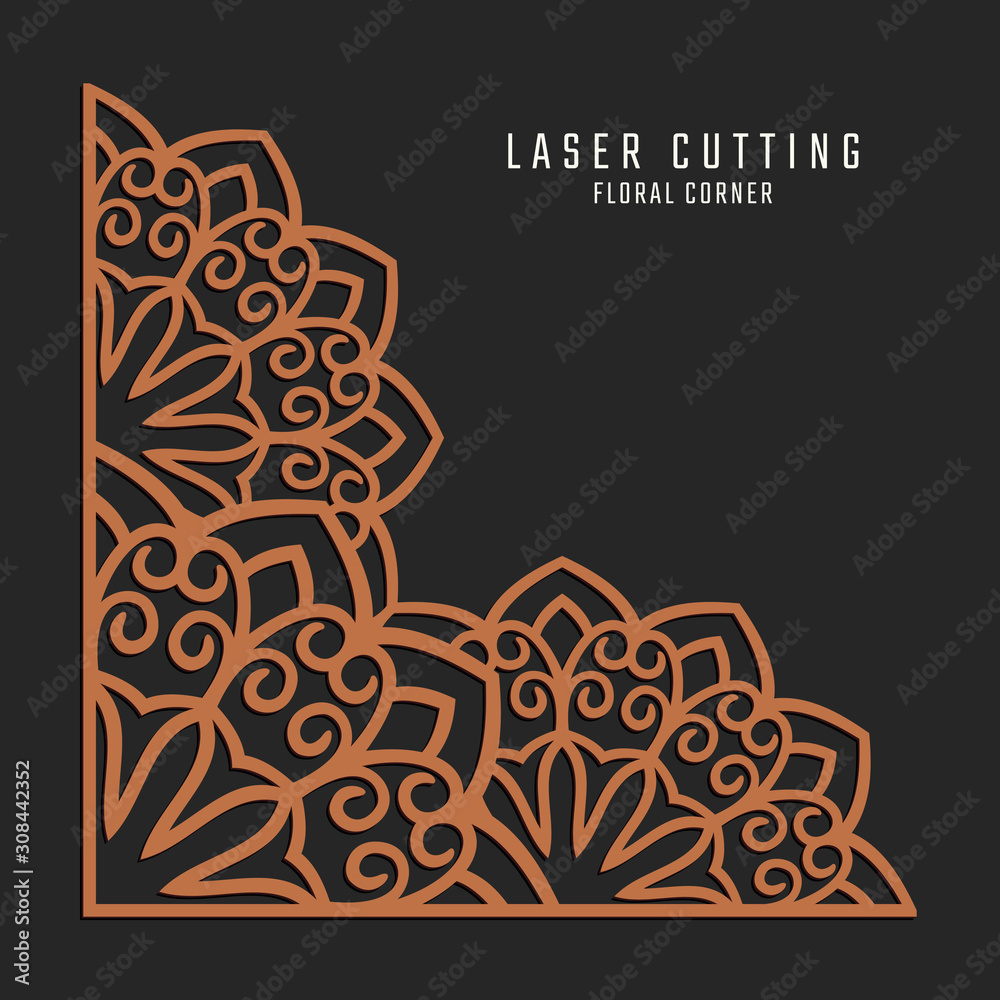Laser cutting corner. Tapestry panel. Jigsaw die cut ornament. Lacy ...