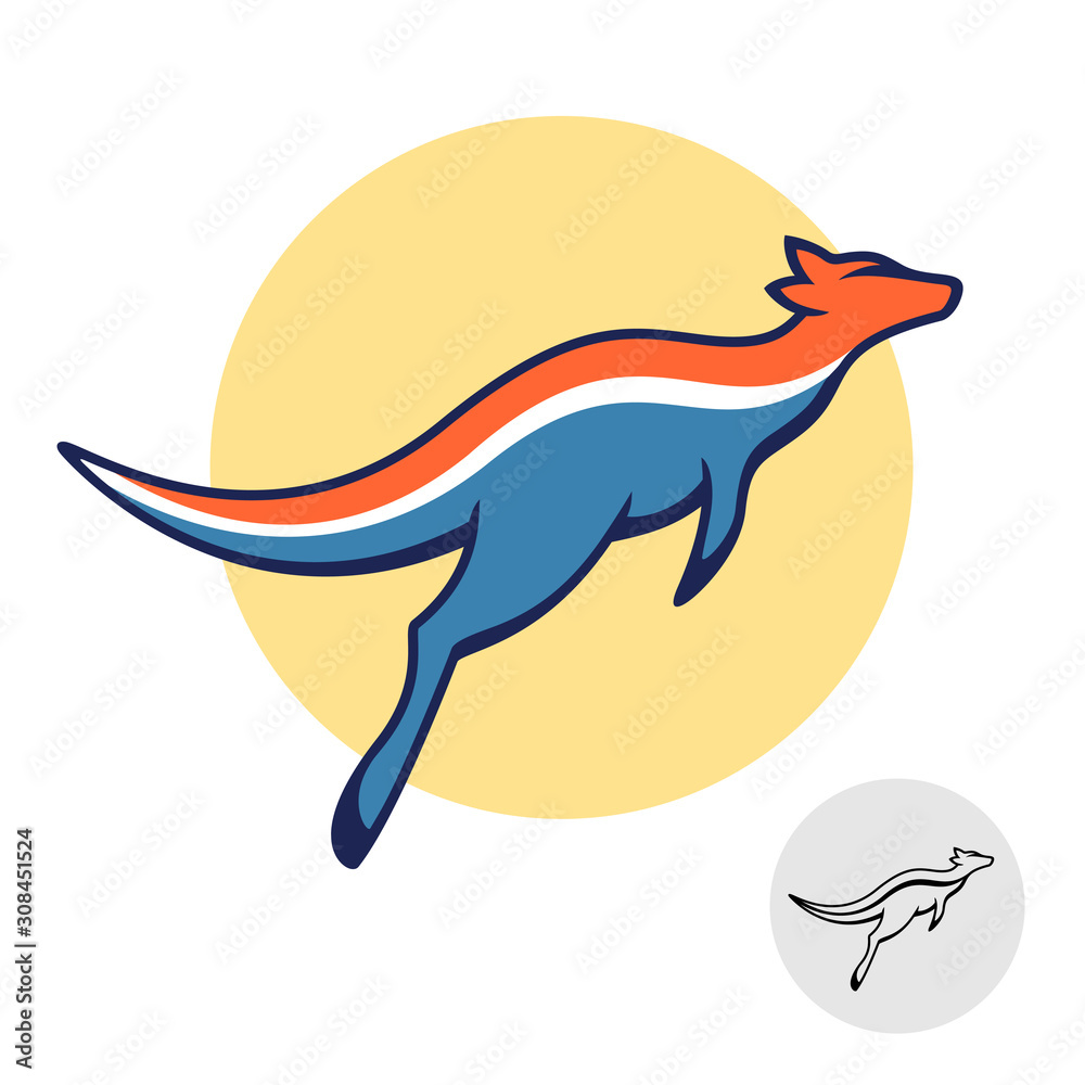 Kangaroo logo. Jumping Australian animal dynamic symbol. Illustration ...
