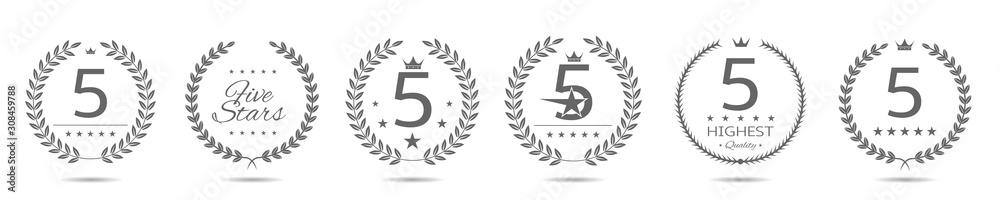 Five star badge set Stock Vector | Adobe Stock