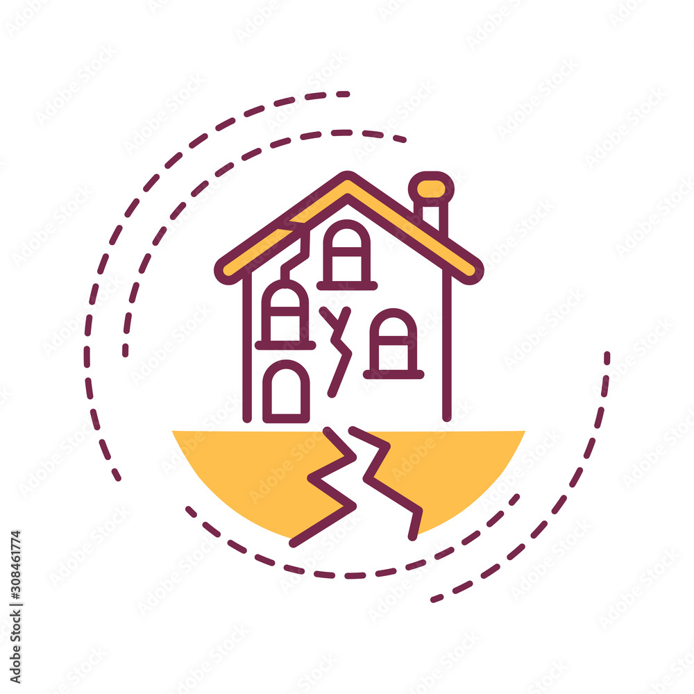 Eruption color line icon on white background. The outpouring of magma ...