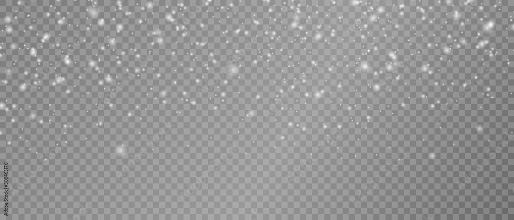 Vector snow overlay. Realistic snowfall background isolated on ...