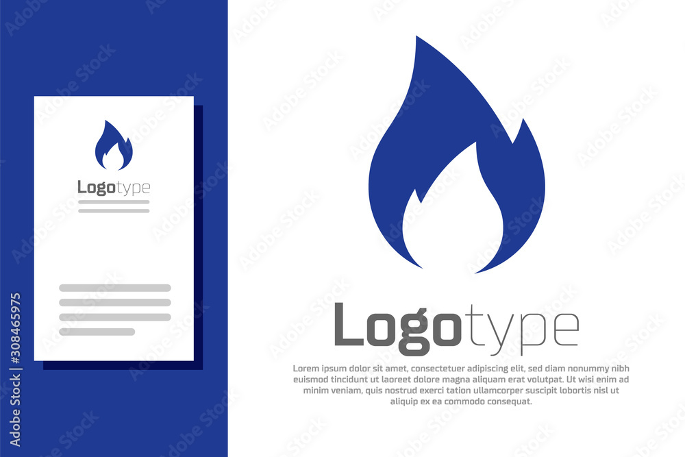 Blue Fire flame icon isolated on white background. Heat symbol. Logo ...