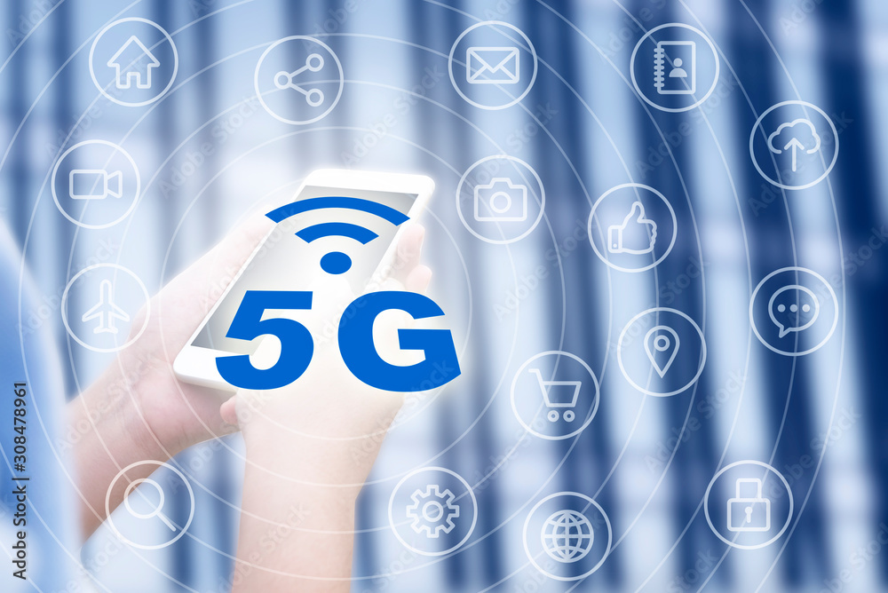 5G development concept creative diagram, high-speed wireless mobile ...