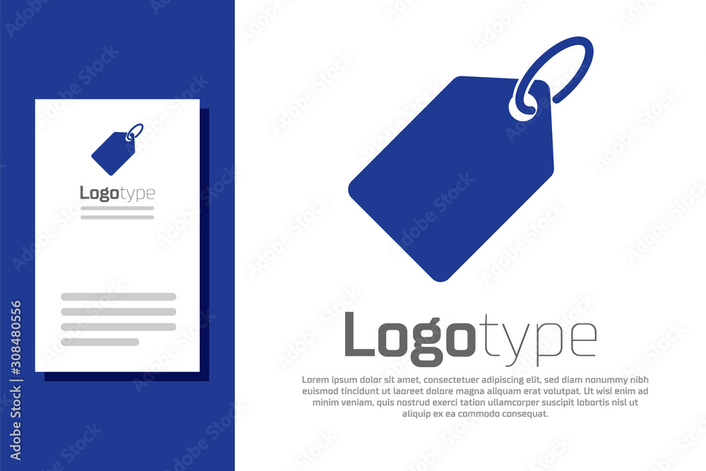 Blue Blank label template price tag icon isolated on white background ...
