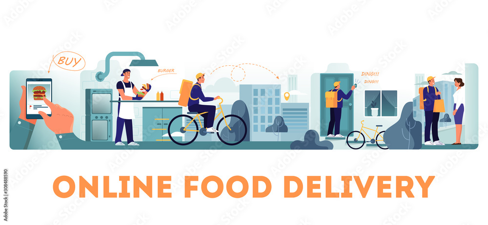 Online food delivery concept set. Food order in the internet. Stock ...