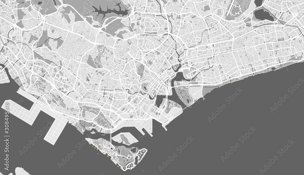 Detailed map of Singapore, Southeast Asia Stock Vector | Adobe Stock