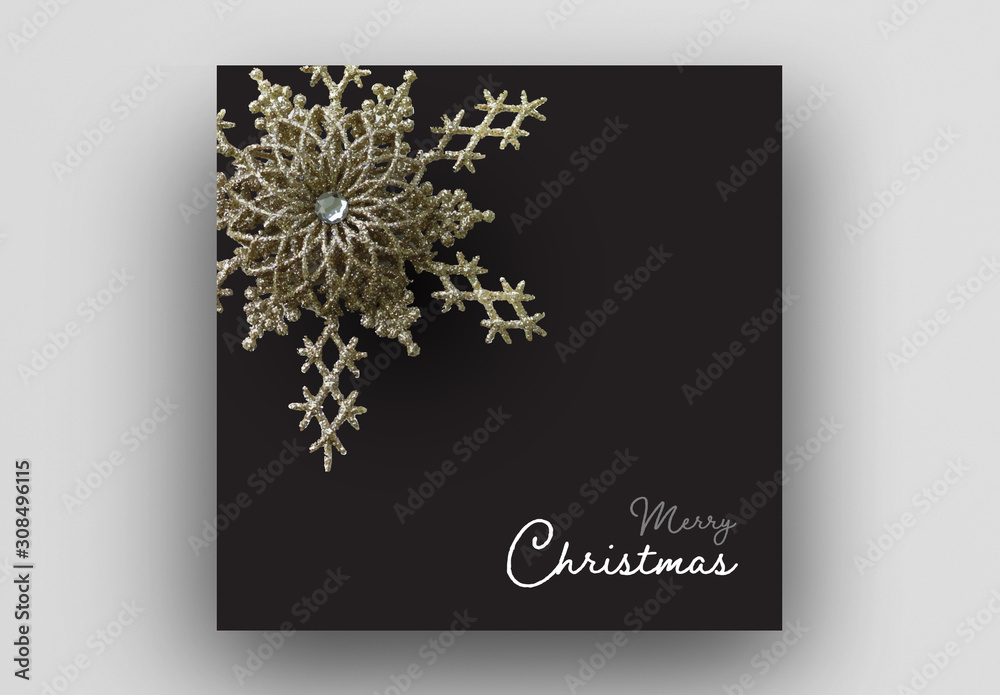 Black Christmas Card Layout with Detailed Gold Star Stock Template ...