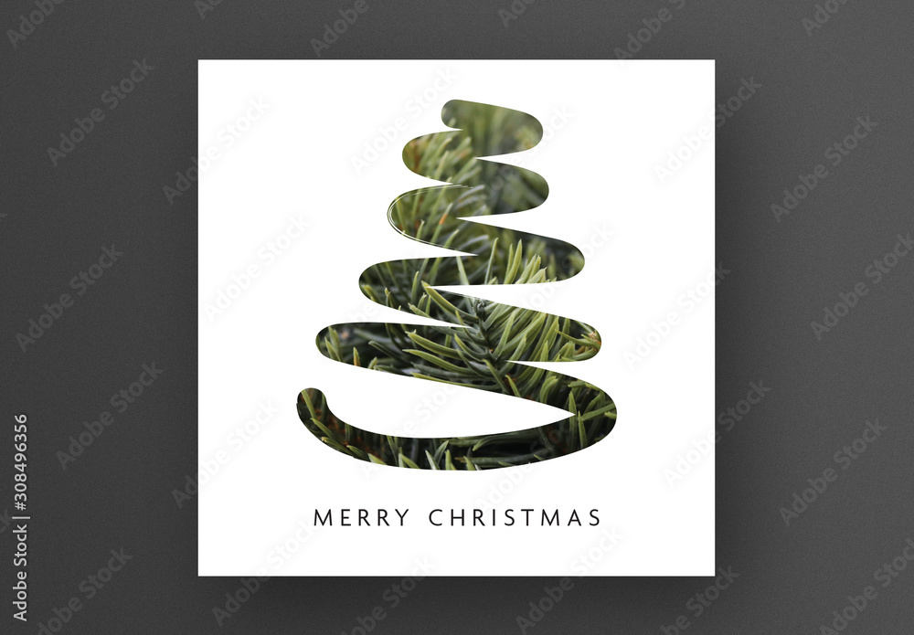 Card Layout with Christmas Tree Shape Stock Template | Adobe Stock